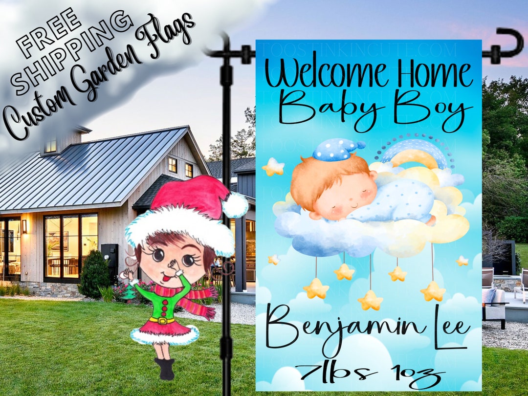 New Baby Boy on Cloud Flag Baby Boy Flag New Baby Flag Flag for New Mom ...