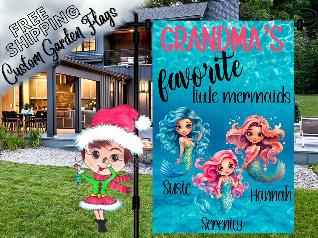 Grandma's Favorite Little Mermaids Personalized Garden Flag,mermaid ...