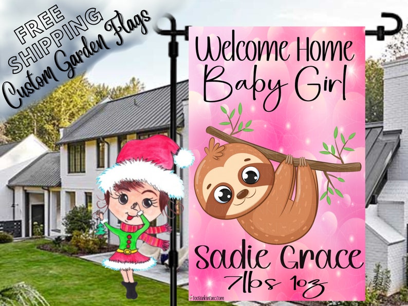 Baby Sloth Garden Flag,new Baby Flag,sloth Welcome Flag,cute Sloth Flag ...