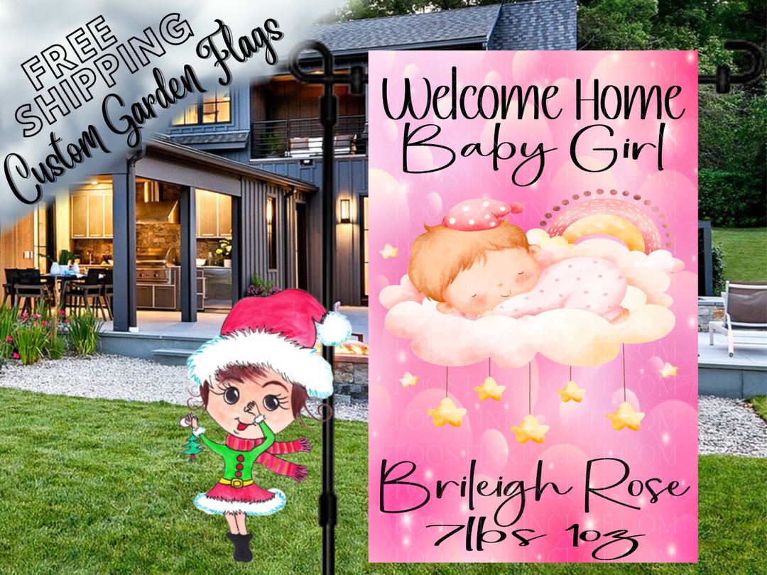 New Baby Girl on Cloud Flag Baby Girl Flag New Baby Flag Flag for Mom ...