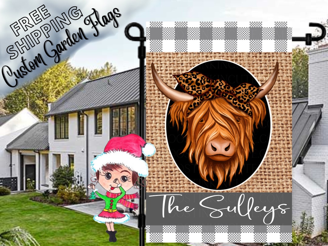 Highland Cow Flag,custom Garden Flag,family Flag,cow Garden Flag,family ...