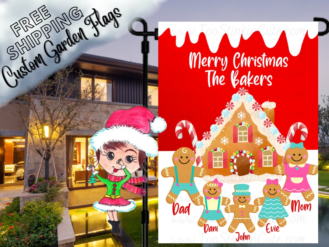 Personalized Gingerbread Garden Flag|family Garden Flag|gingerbread ...