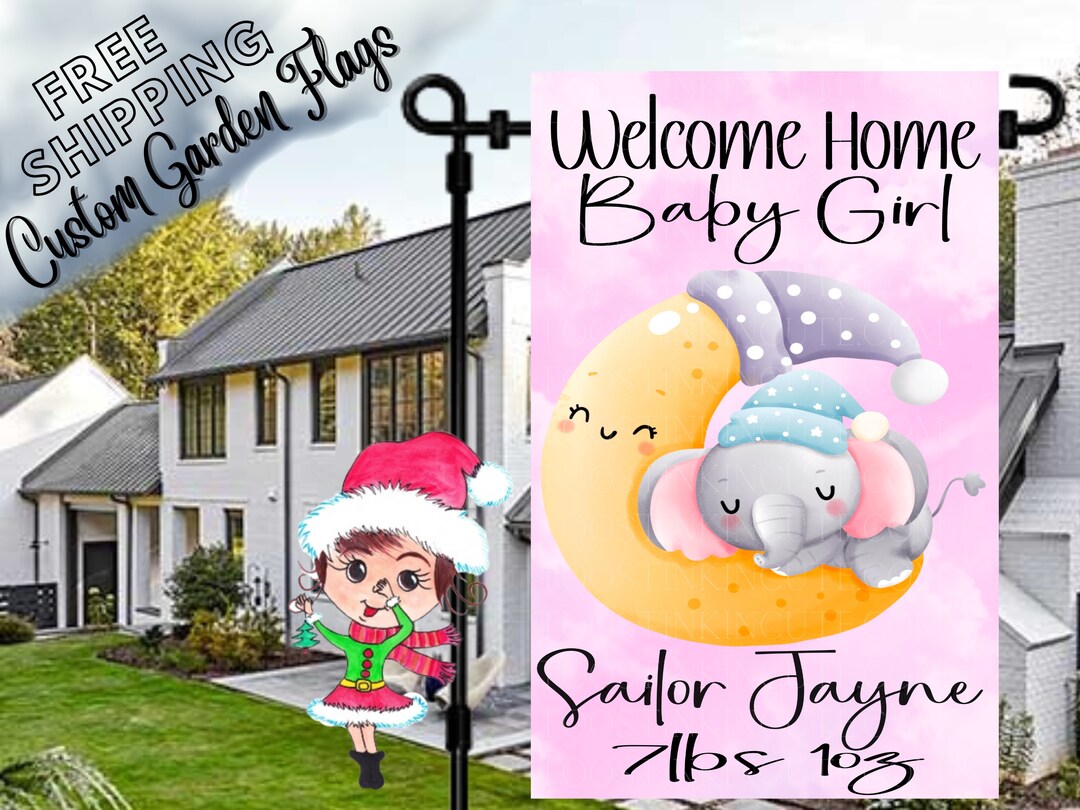 New Baby Girl Moon Flag Baby Girl Flag New Baby Flag Flag for Mom Flag ...