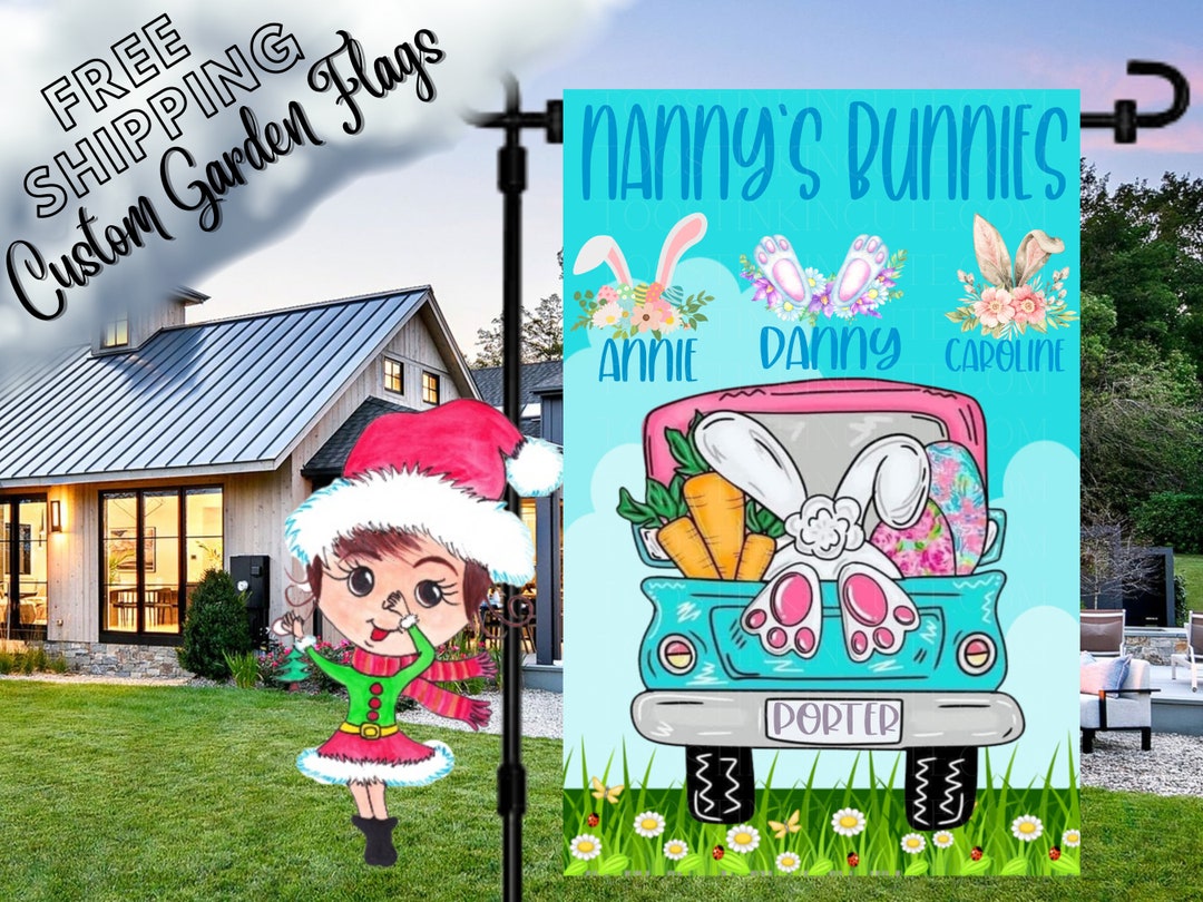 Personalized Easter Ears Flag for Grandma Custom Name Bunny Eggs Flag ...
