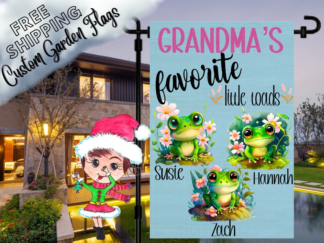 Frog Flag,toad Flag,grandchildren Flag,custom Garden Flag,country Toad ...