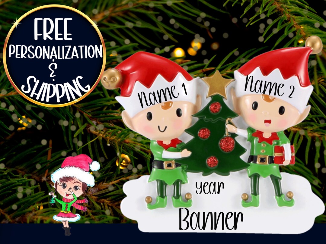 Personalized Elf Christmas Ornament,family of 2 Ornament,grandkid ...