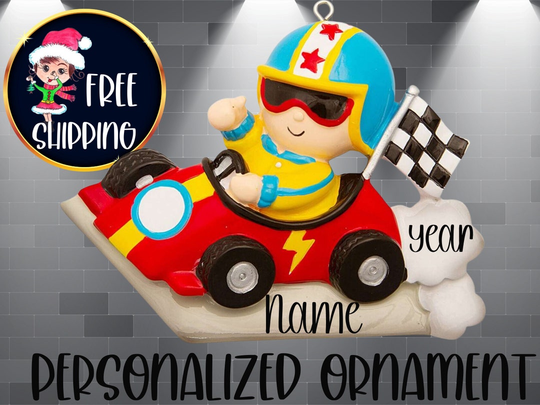 Personalized Kids Race Car Ornament,custom Racing Ornament,boy Ornament ...