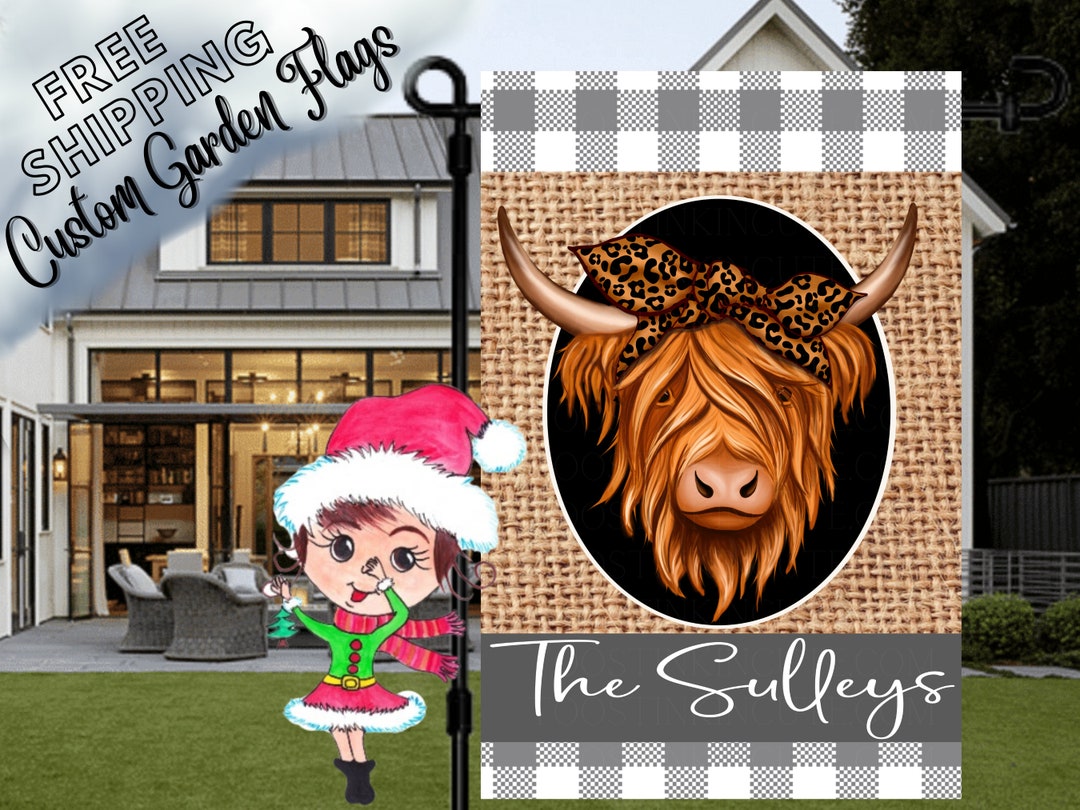 Highland Cow Flag,custom Garden Flag,family Flag,cow Garden Flag,family ...