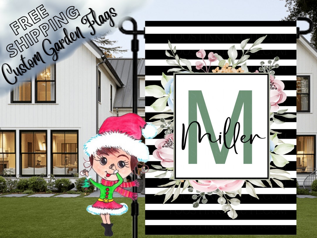 Custom Floral Monogram Flag|personalized Floral Monongram Flag|welcome ...