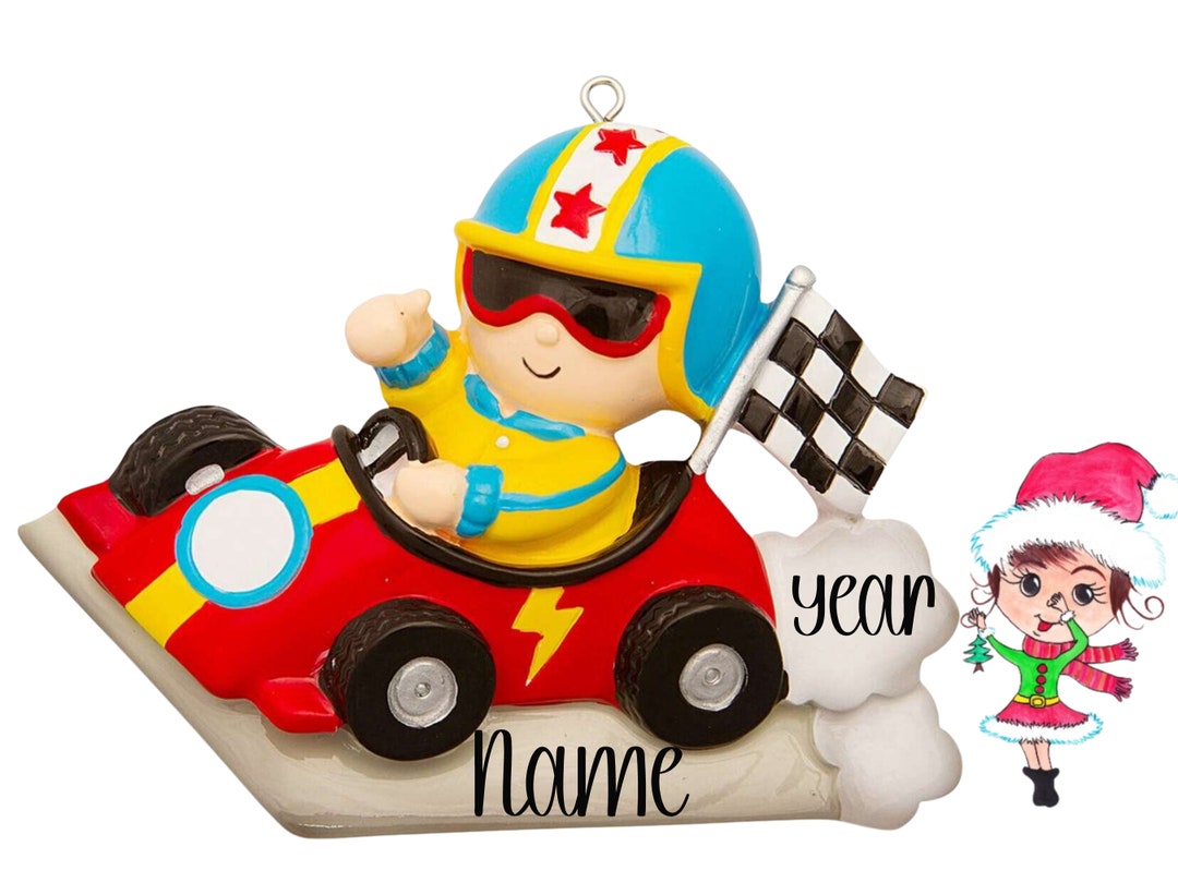 Personalized Kids Race Car Ornament,custom Racing Ornament,boy Ornament ...