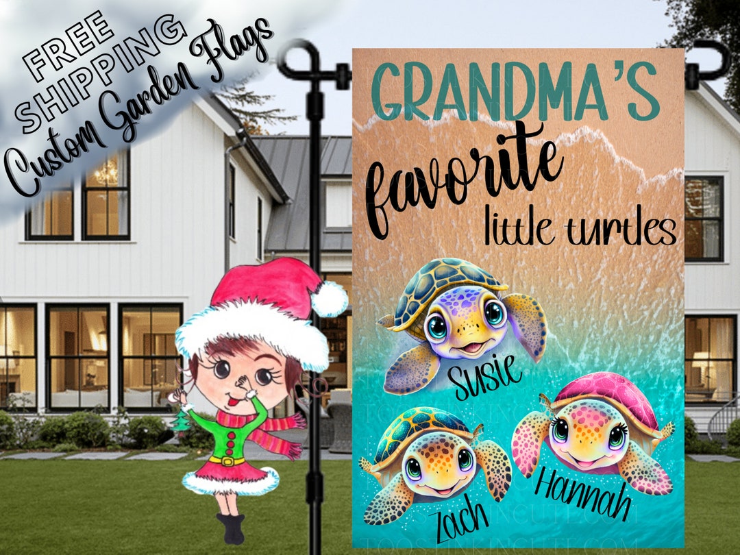 Personalized Sea Turtle Flag,flag for Grandma,grandkid Name Flag,custom ...