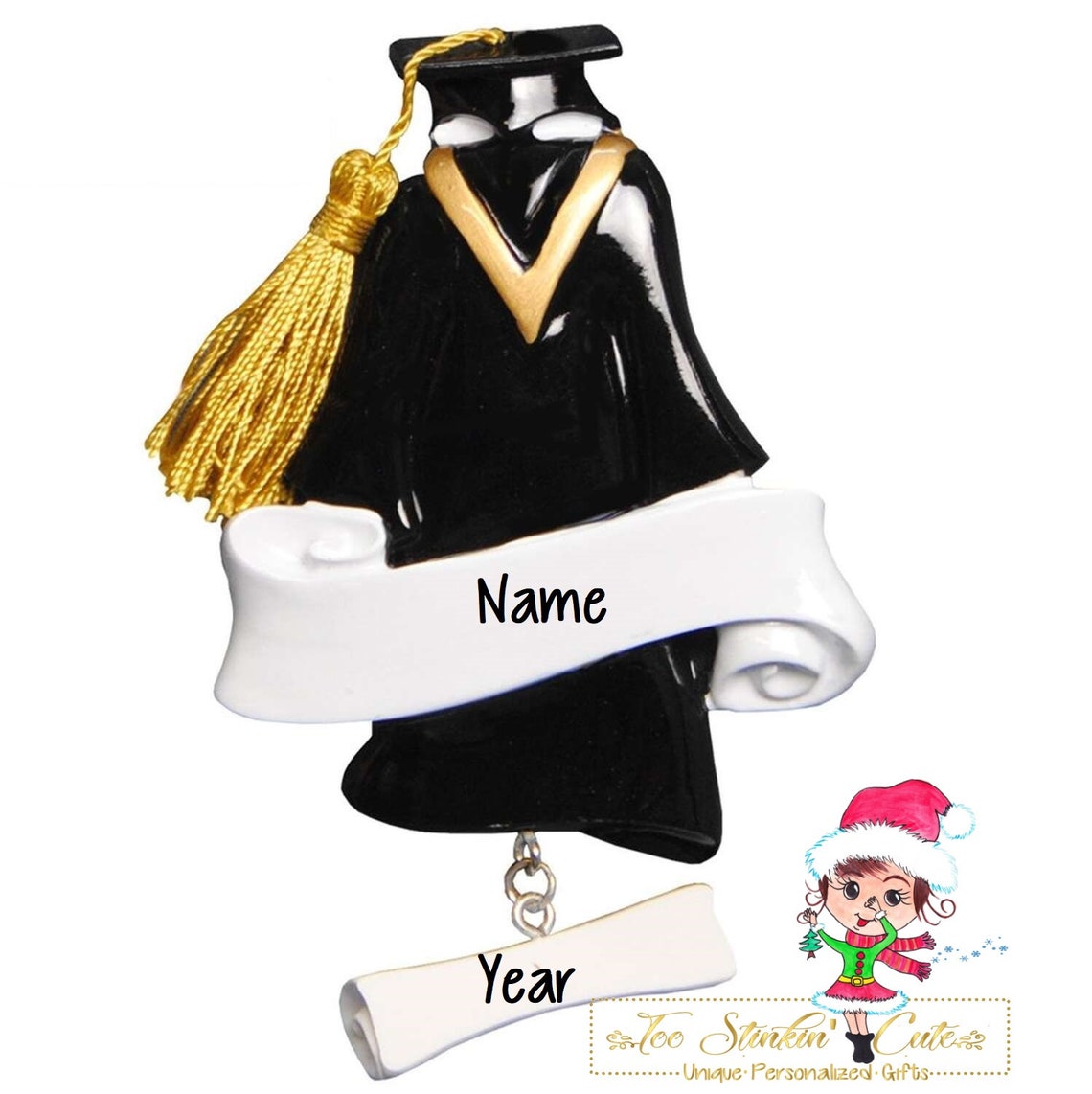 Personalized Christmas Ornament Graduate Student Cap Gown - Etsy