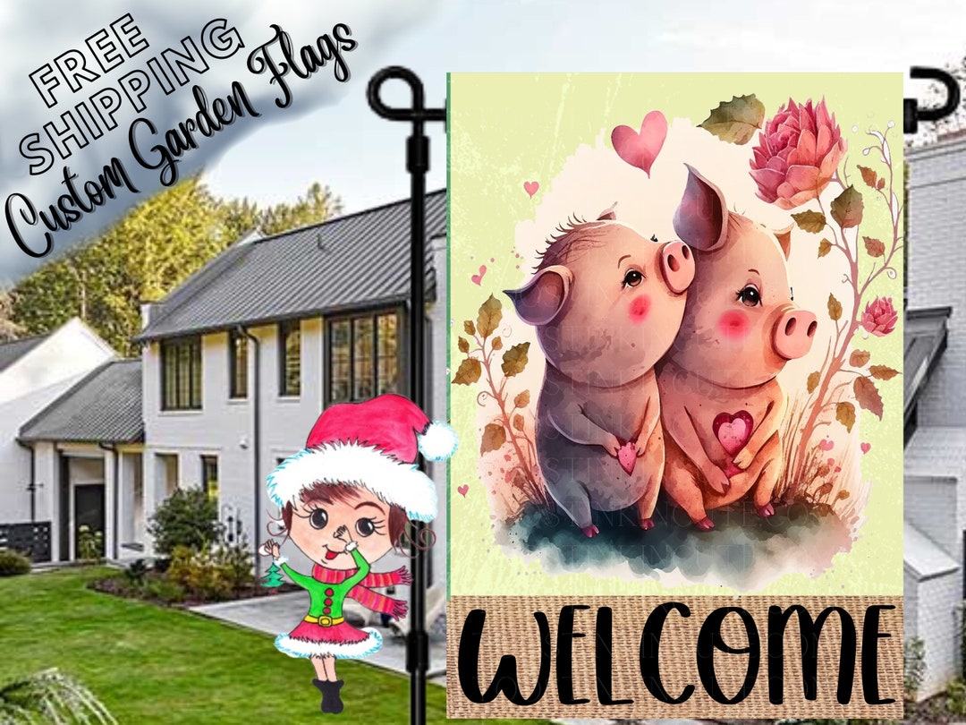 Couple Garden Flag,pig Couple Flag,wedding Flag,engaged Flag,valentine ...