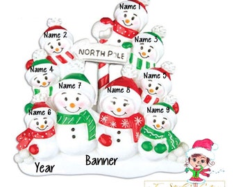 Personalized Christmas Table Topper North Pole Snowman Family | Etsy