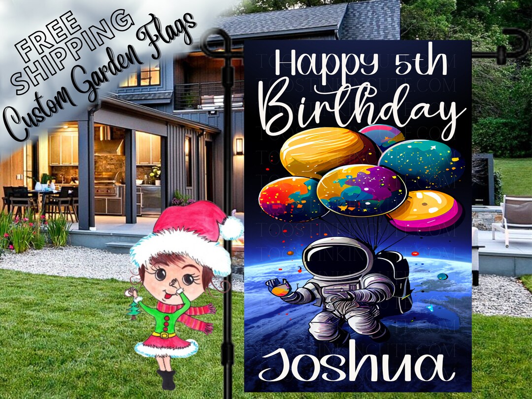 Outer Space Birthday Flag Astronaut Flag Birthday Banner Outer Space ...