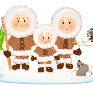 Christmas Ornament Eskimo Family of 3/ Friends/ Coworkers Personalized ...