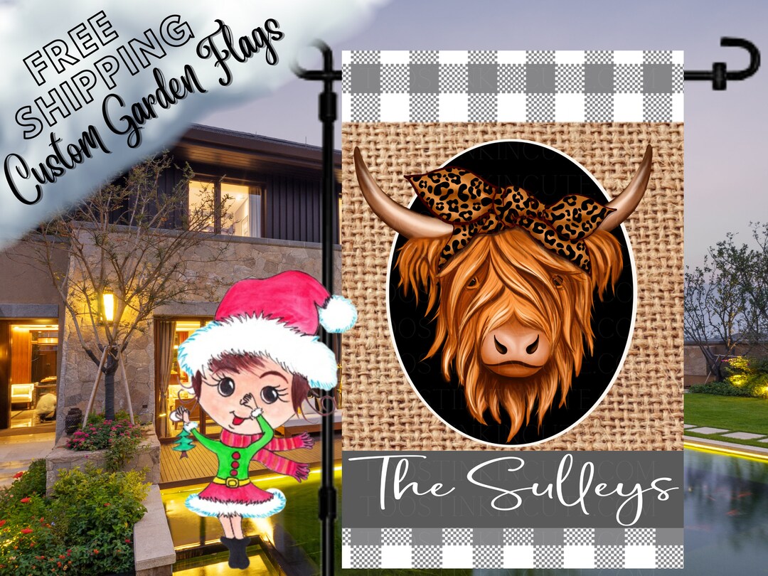 Highland Cow Flag,custom Garden Flag,family Flag,cow Garden Flag,family ...
