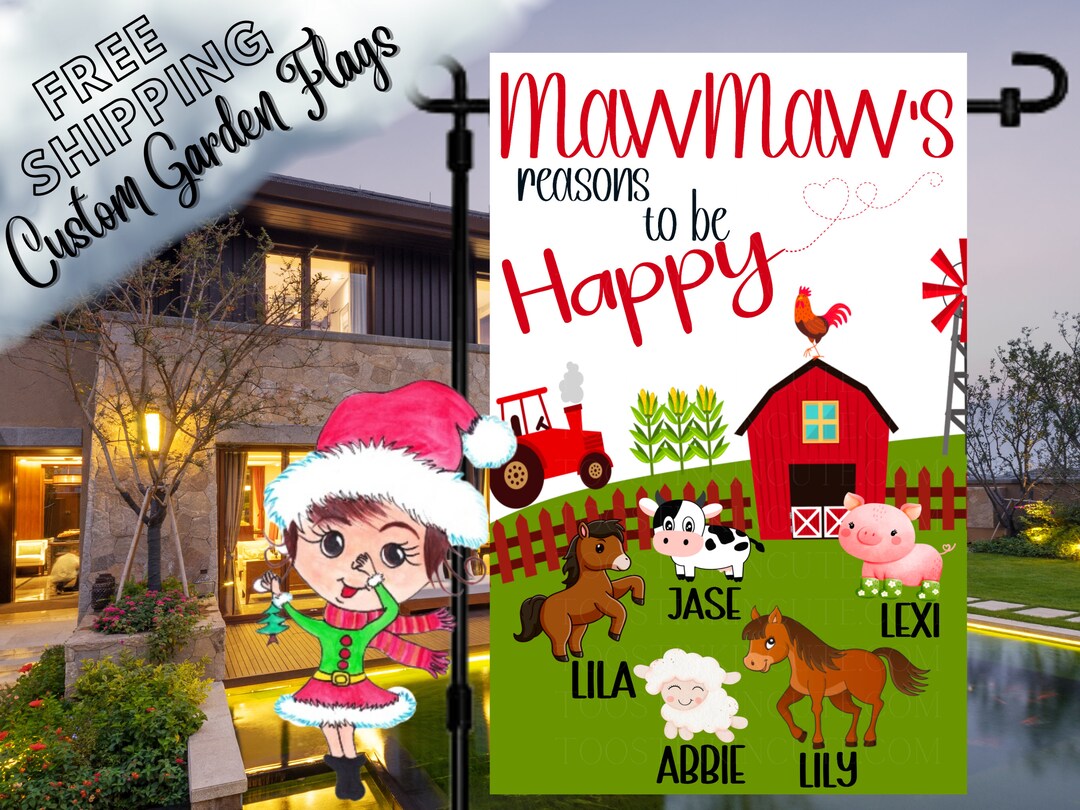 Farm Garden Flag,grandma's Little Farm,farm Animal Flag,farmhouse ...