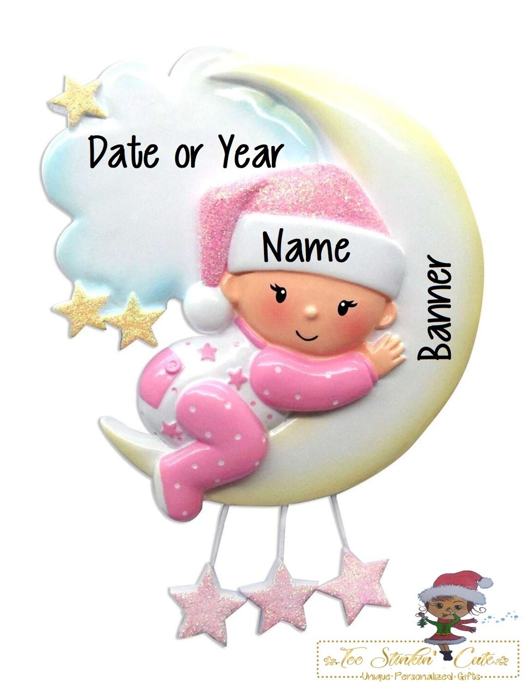 Personalized Christmas Ornament Baby Girl on Moon Free Shipping ...