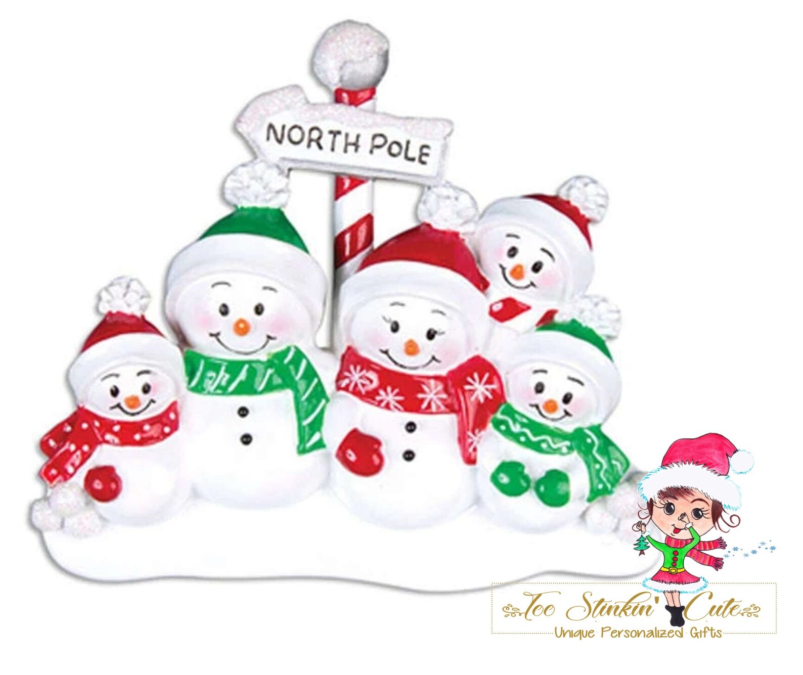 Personalized Christmas Table Topper North Pole Snowman Family | Etsy