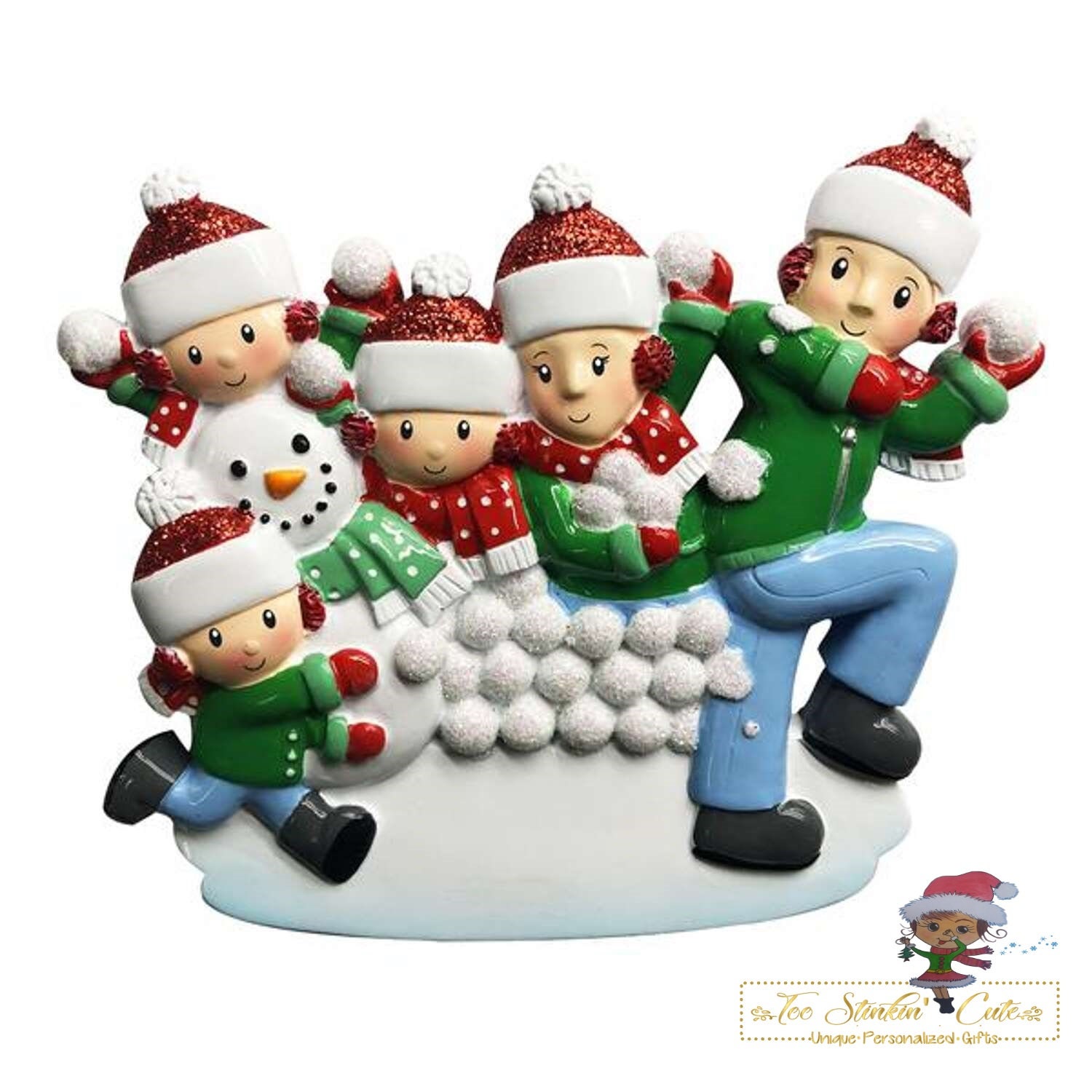 Christmas Ornament Snowball Fight Family of 5/ Friends Coworkers ...