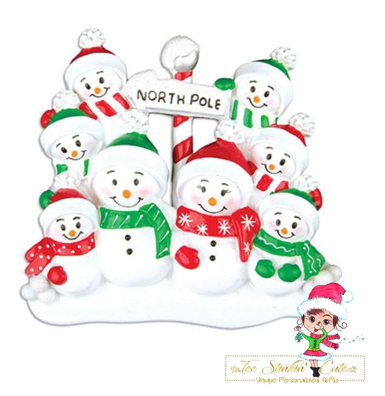 Personalized Christmas Table Topper North Pole Snowman Family - Etsy
