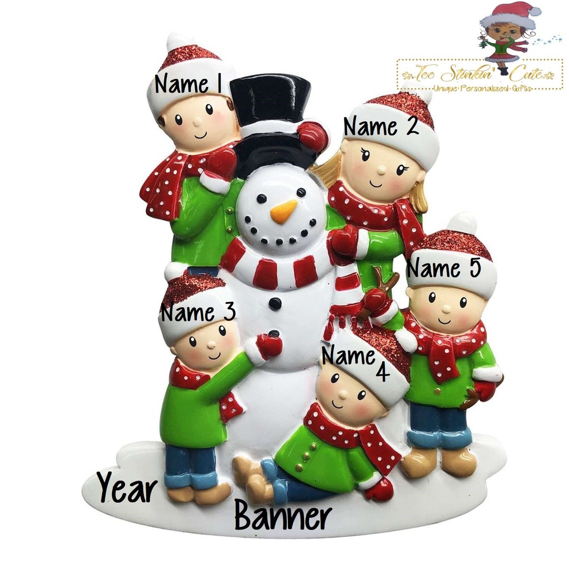 Christmas Ornament Building a Snowman Family of 5/ Friends | Etsy