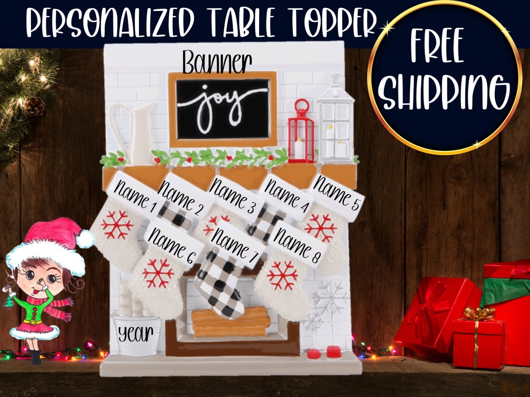 Personalized Family Fireplace Tablet Topper,family of 8 Shelf Sitter ...