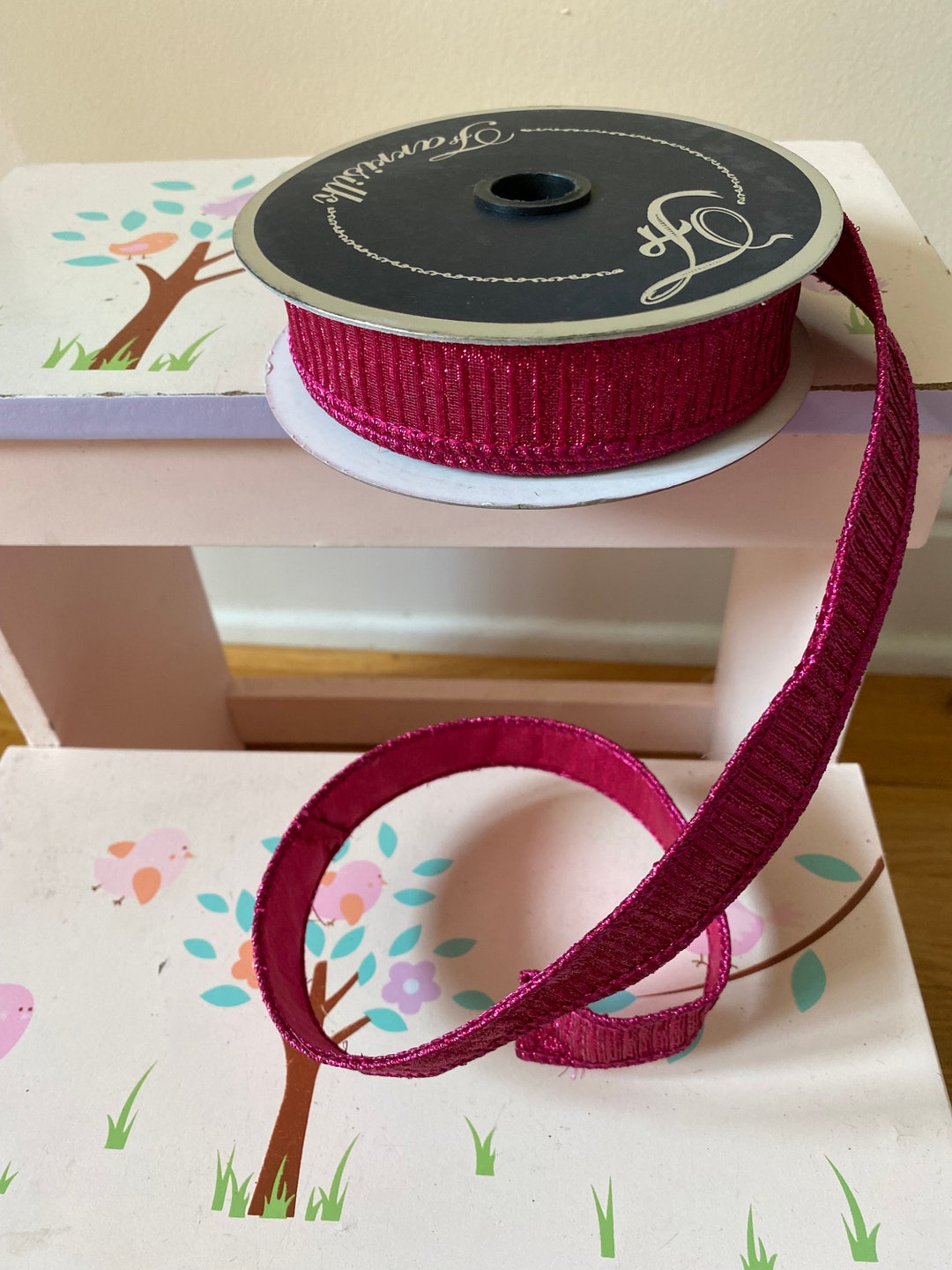Farrisilk Ribbon, 10 Yards, 1 Inch Ribbon, Hot Pink Pleated Metallic ...