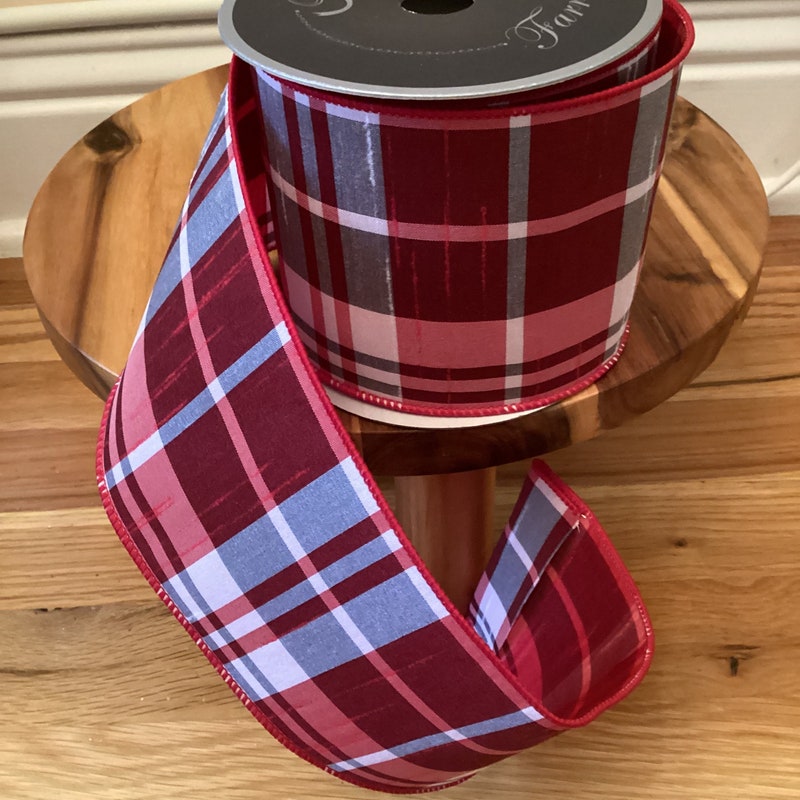 Red Plaid Ribbon - Etsy