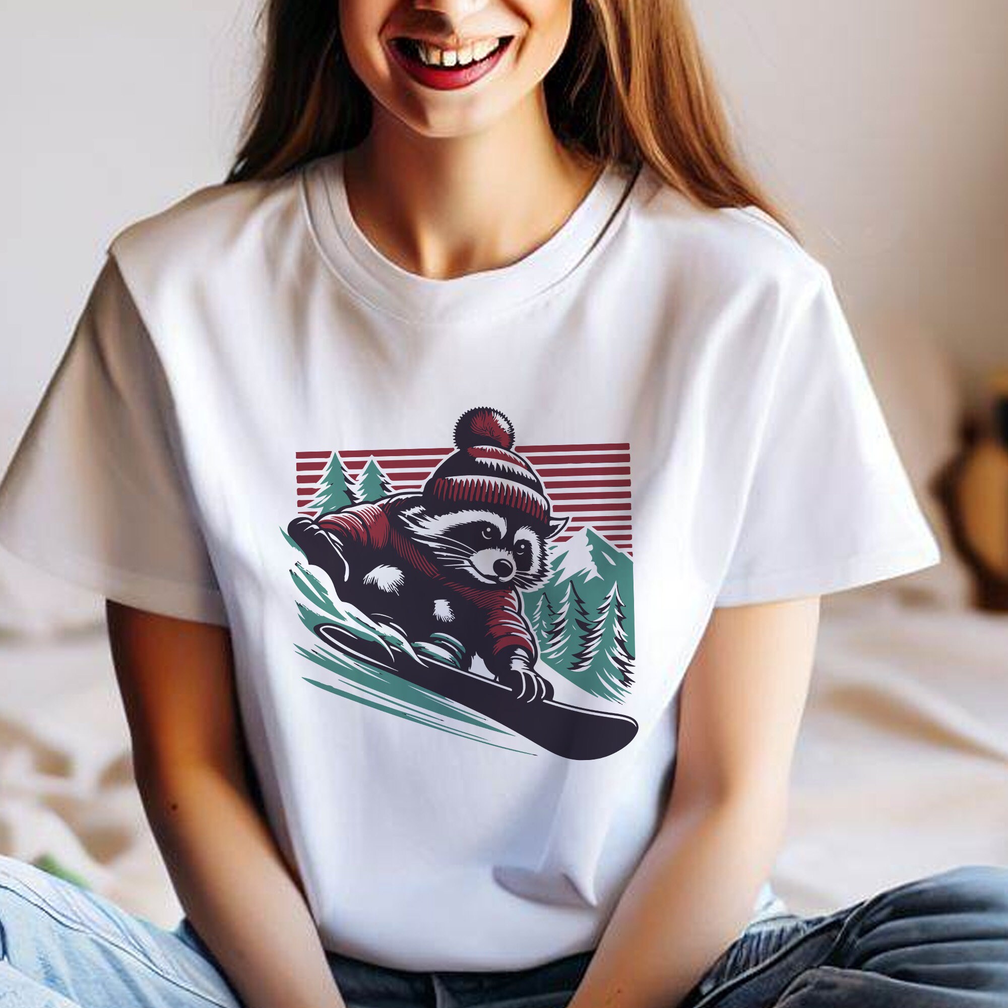 Raccoon Snowboarding PNG, Funny Raccoon Snowboarder, Cute Winter Sports ...