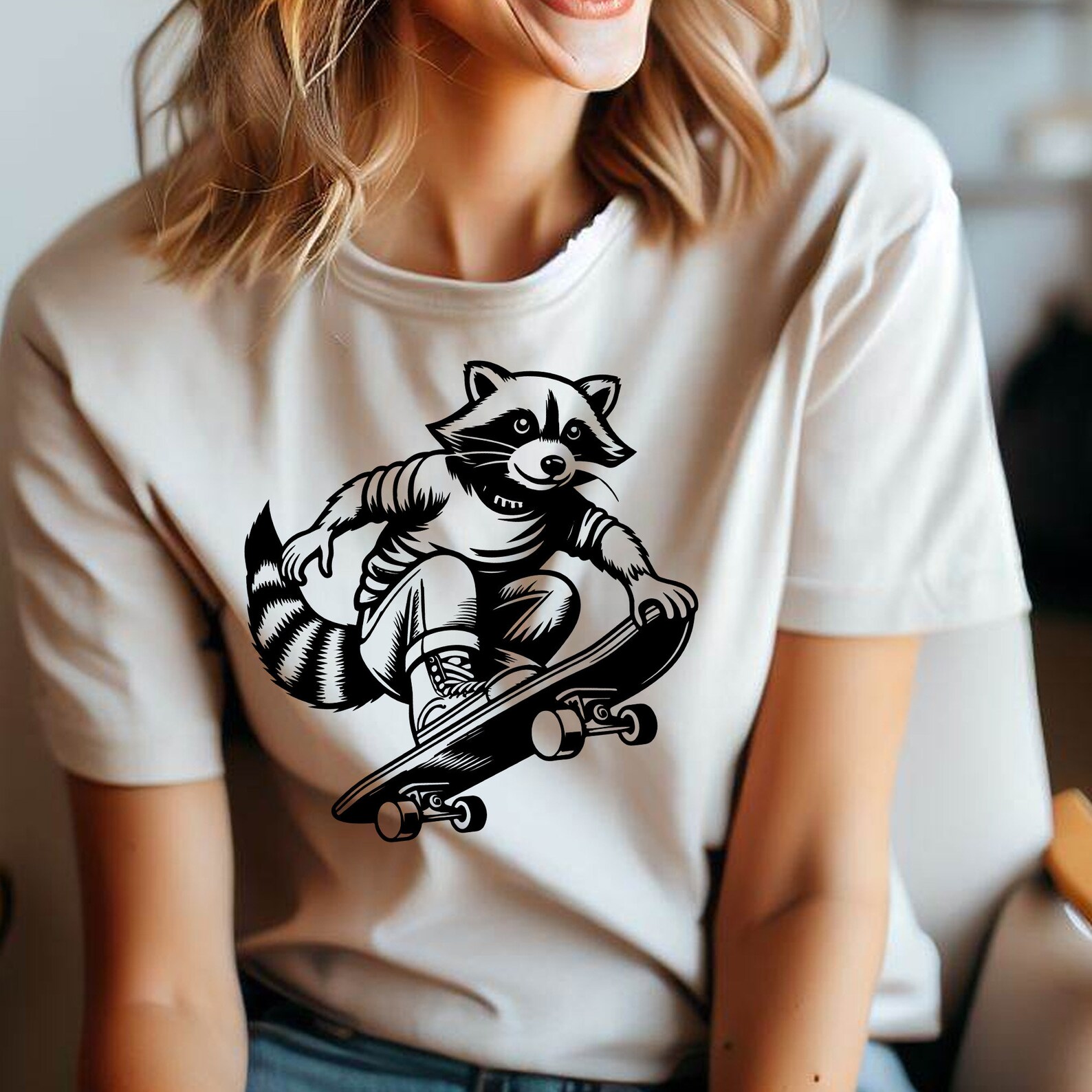 Raccoon Skateboarding PNG, Funny Raccoon Skater, Cute Skateboarding Design for T-shirts, Hoodies ...