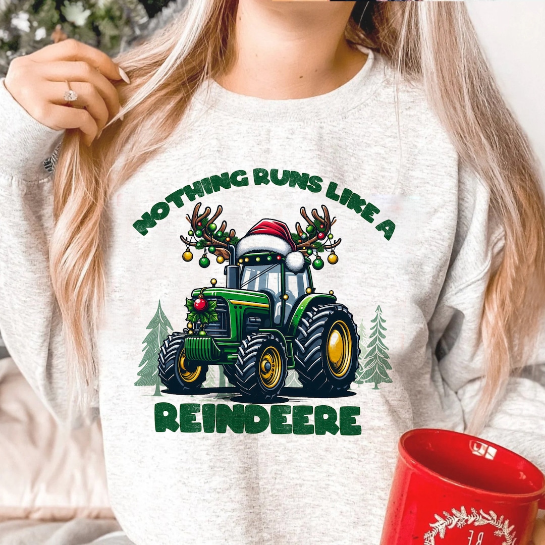 Retro Nothing Runs Like a Reindeer PNG, Christmas Tractor Reindeer PNG ...