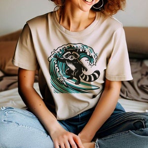 Raccoon Surfing PNG, Funny Raccoon Surfer, Cute Surfing Design for T ...