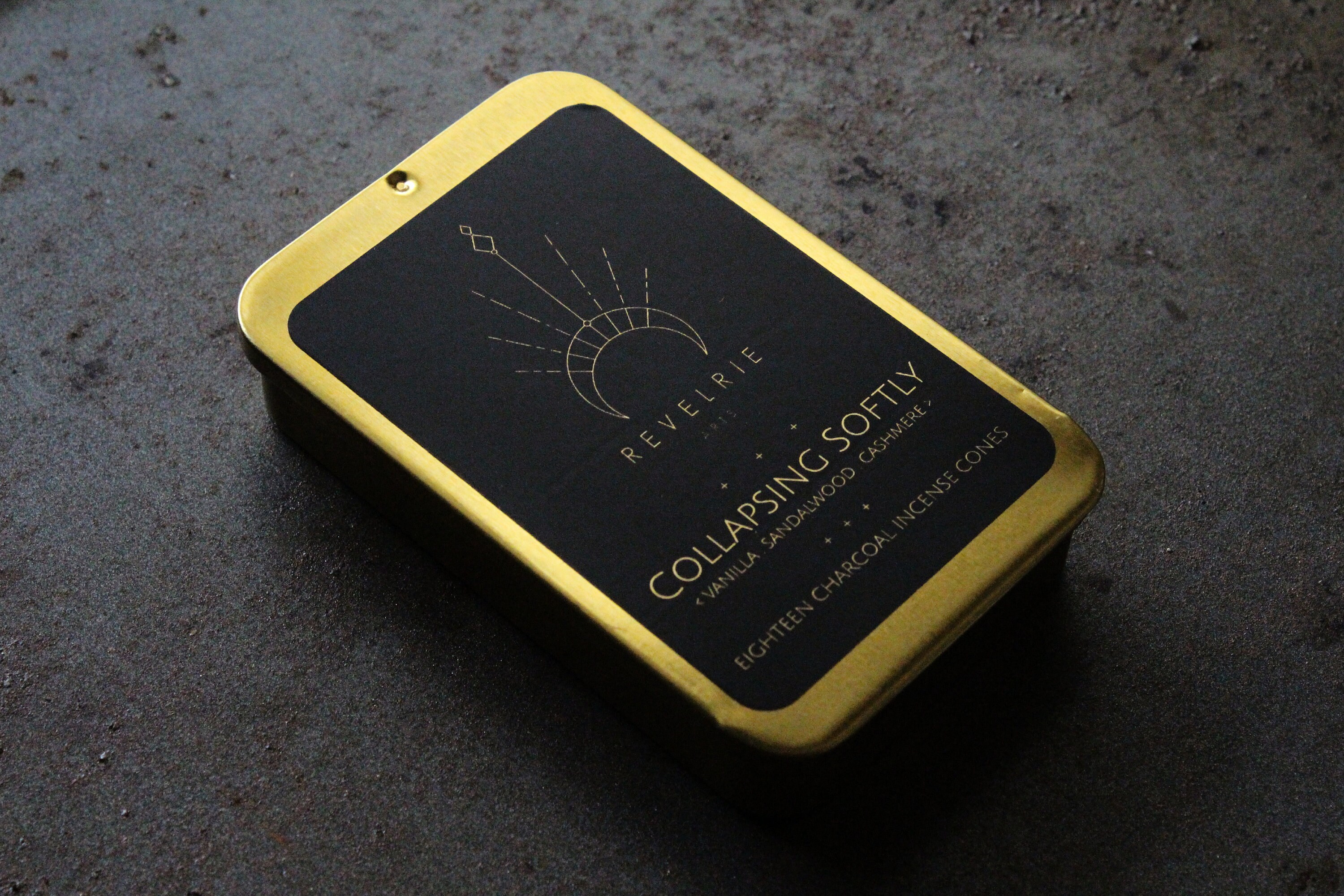 Collapsing Softly Charcoal Incense Cones in Gold Tin Eighteen Cones ...