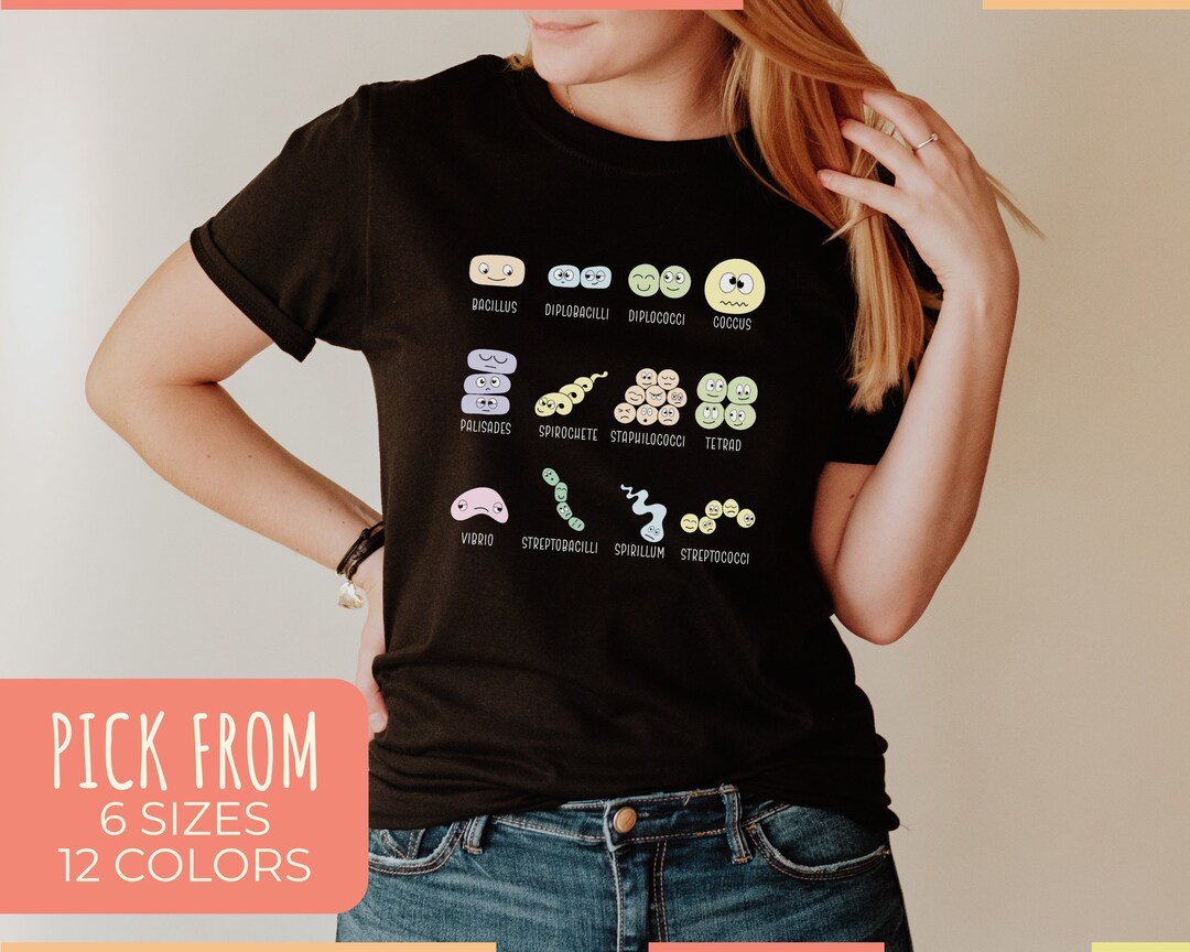 Cute Bacteria Nurse Shirt, Funny Organisms Graphic Tee Gift for Doctors ...
