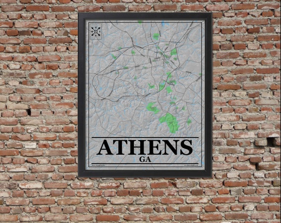 Athens Georgia Shaded Relief Wall Map | Etsy