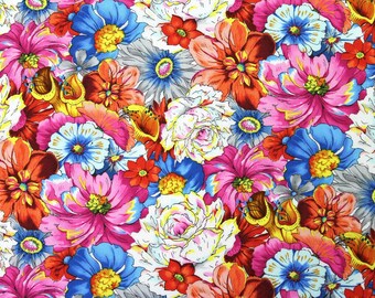 Bright floral fabric | Etsy