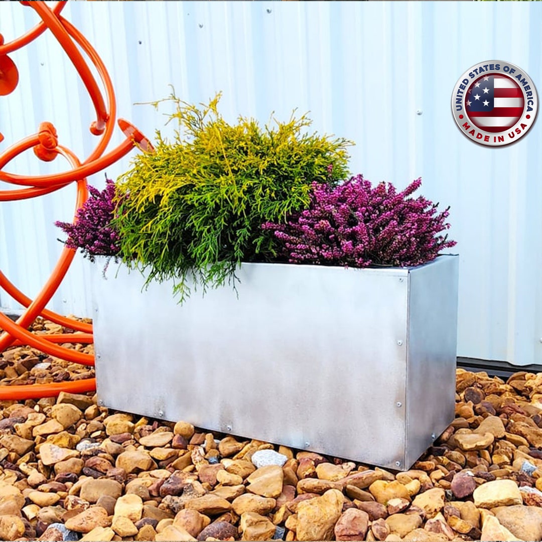 Metal Trough Planter 30 X 12 X 18 Large Rectangular Planter Perennial ...