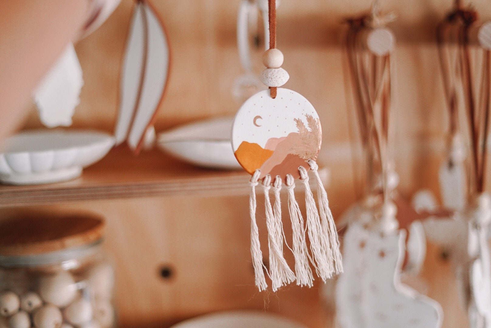 Essential Oil Car Clay Diffuser Boho Mountains Hanging - Etsy