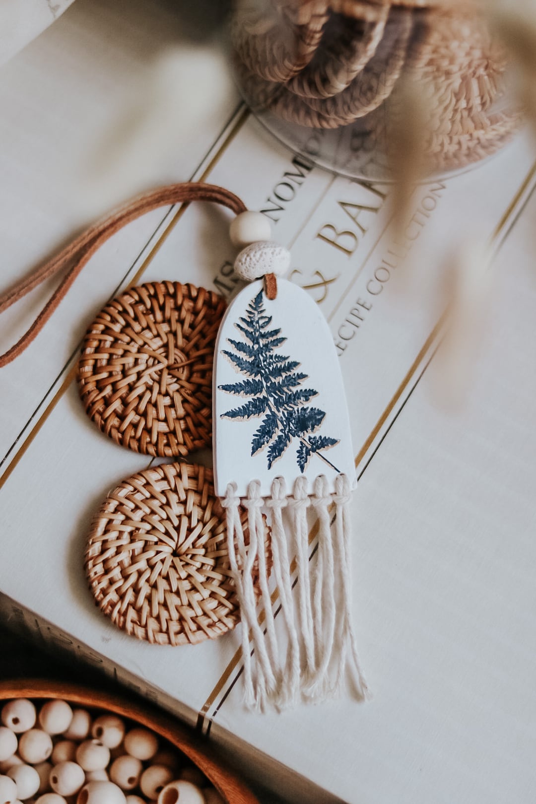 Essential Oil Car Clay Diffuser, Fern Hanging Accessory, Oil Diffuser ...