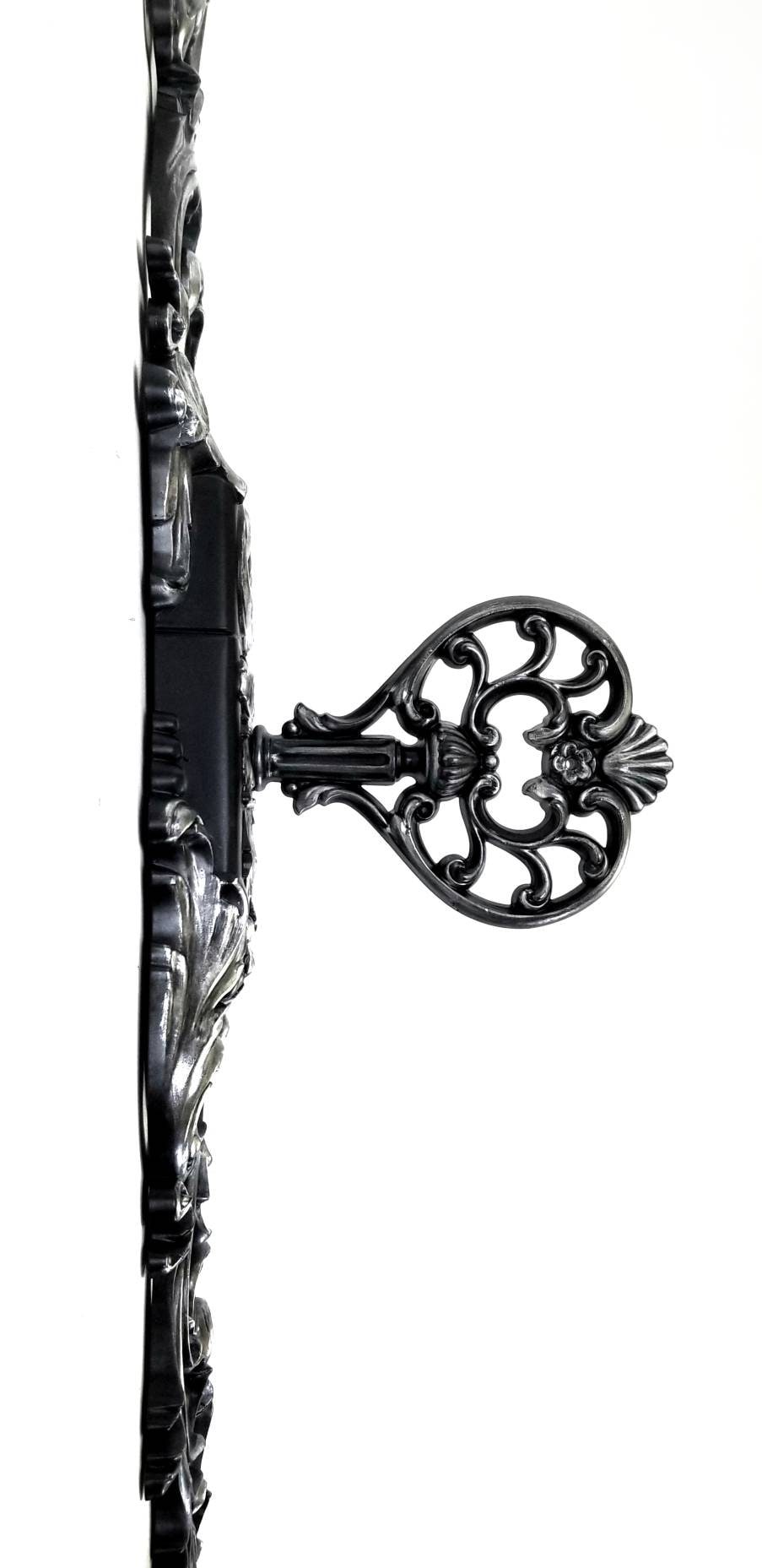 Victorian Goth Wall Plaques | Black & Silver Lock and Key Decor - Etsy
