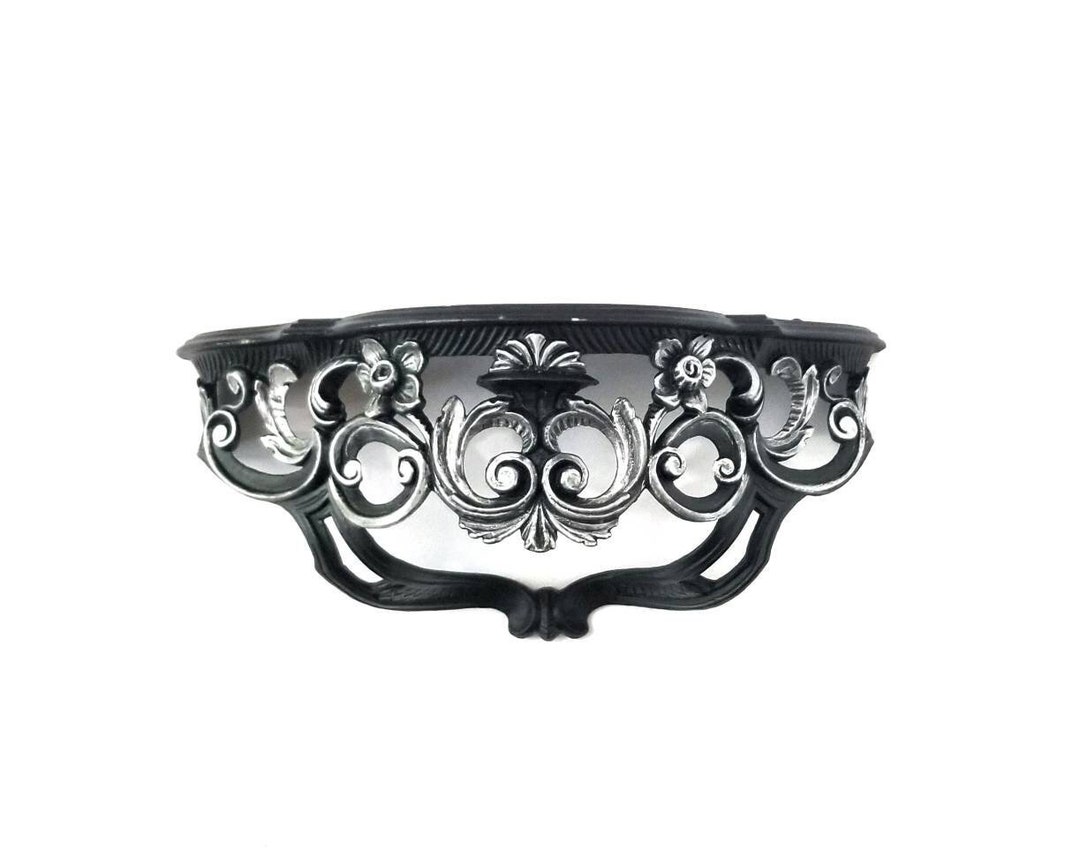 Gothic Scroll Wall Shelf | Black and Silver or Gold Baroque Shelf ...
