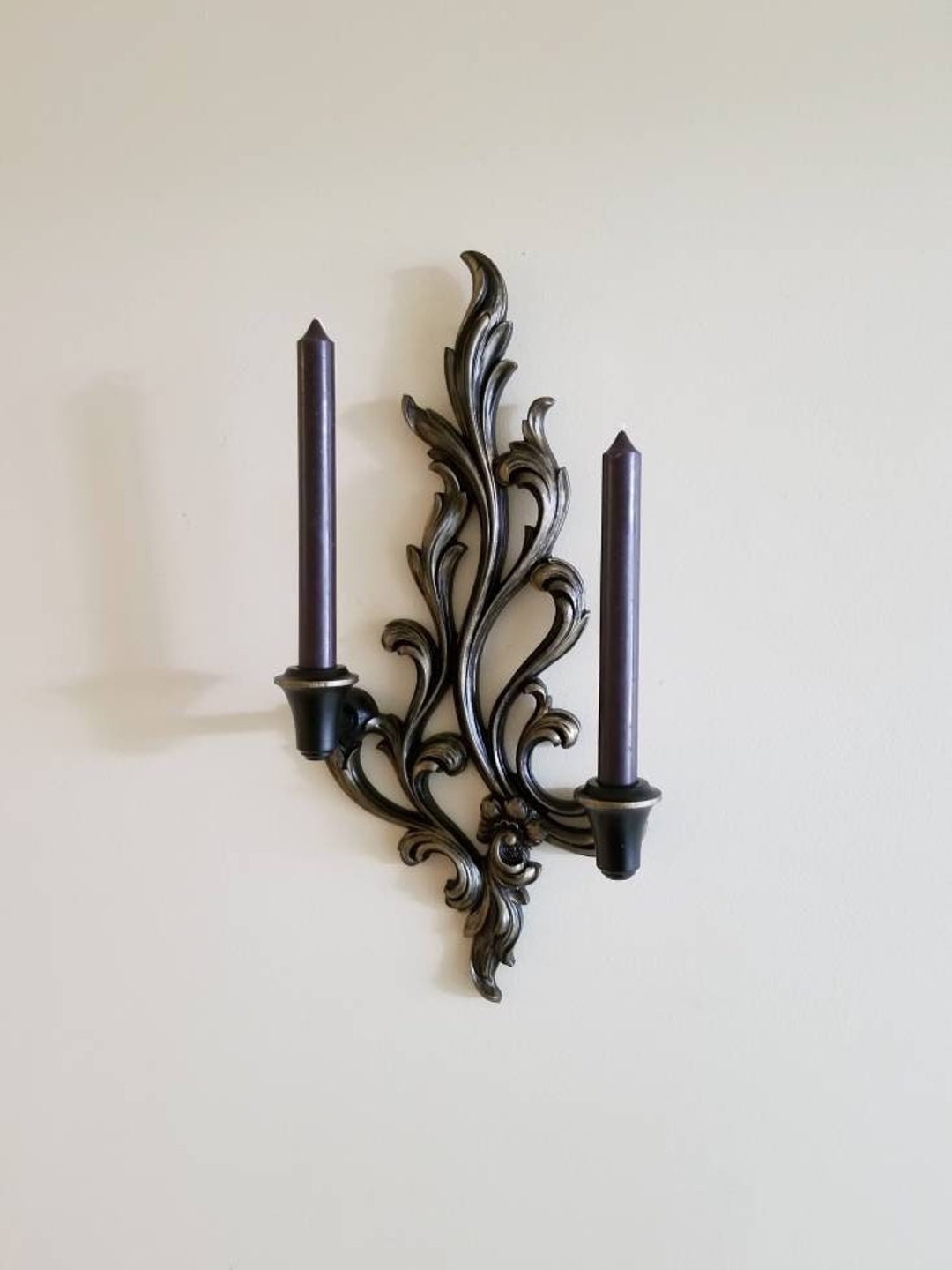 Gothic Home Decor, Gothic Wall Candlesticks, Vintage Wall Sconce Pair ...