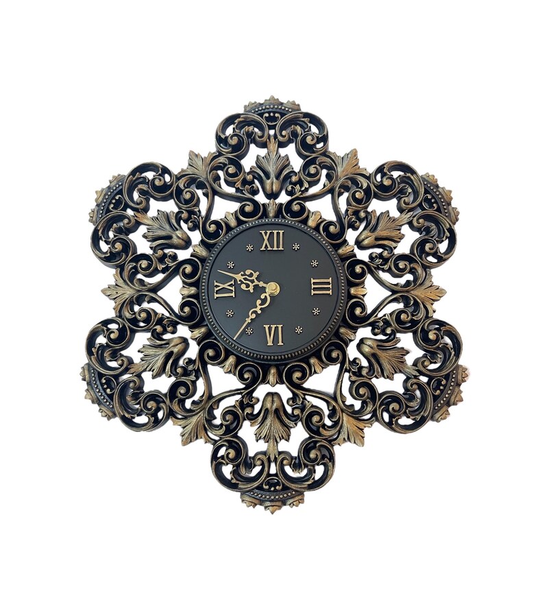 Gothic Wall Clock | Ornate Black and Gold Clock | Baroque Home Decor - Etsy