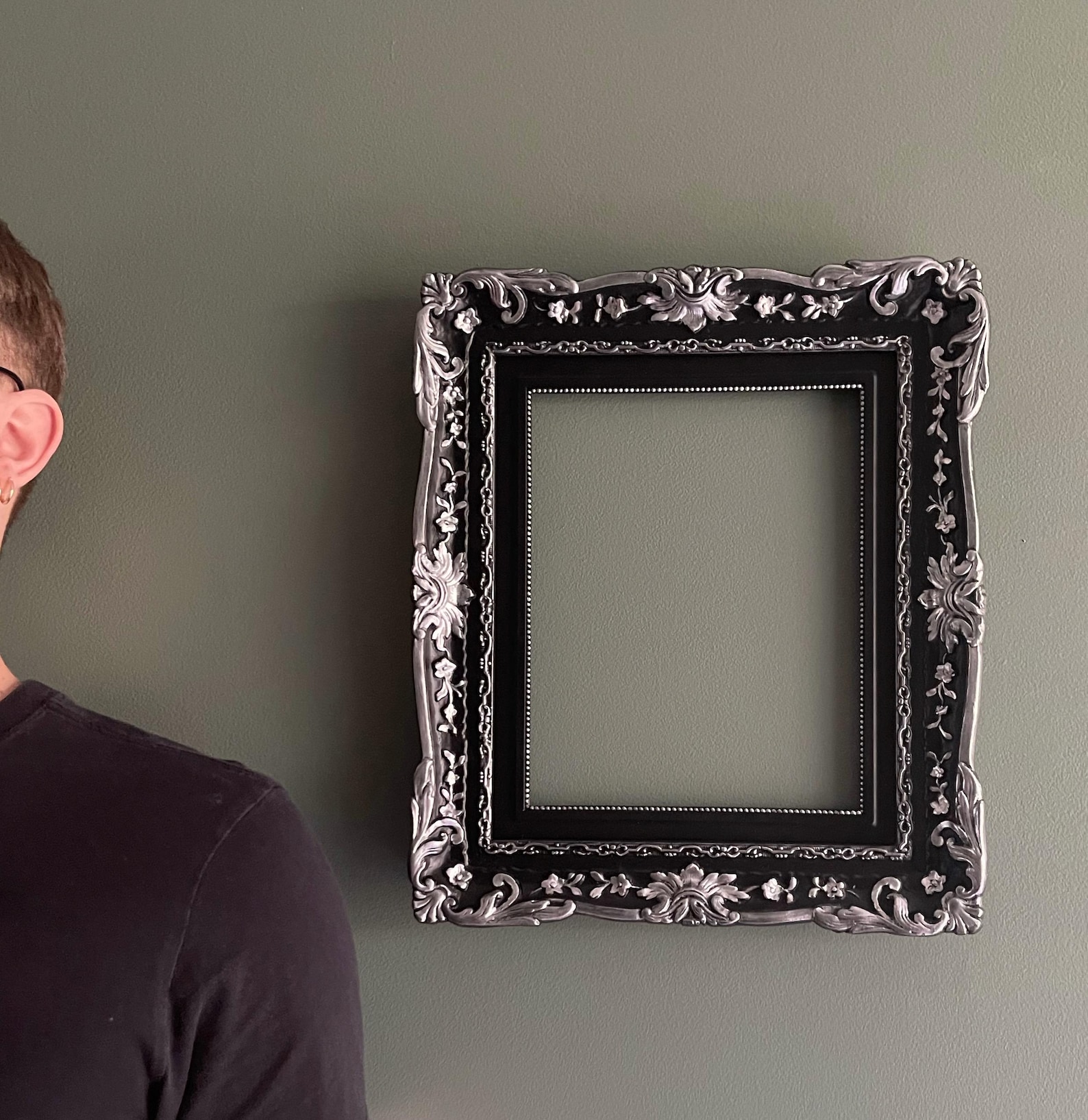 8x10 Gothic Picture Frame | Baroque Black & Silver Frame | Victorian ...