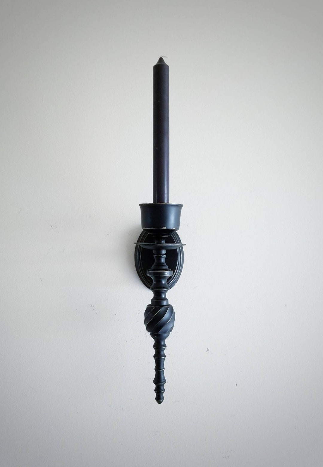 2 Black Metal Gothic Wall Sconces | Vintage Brass Victorian Candle ...