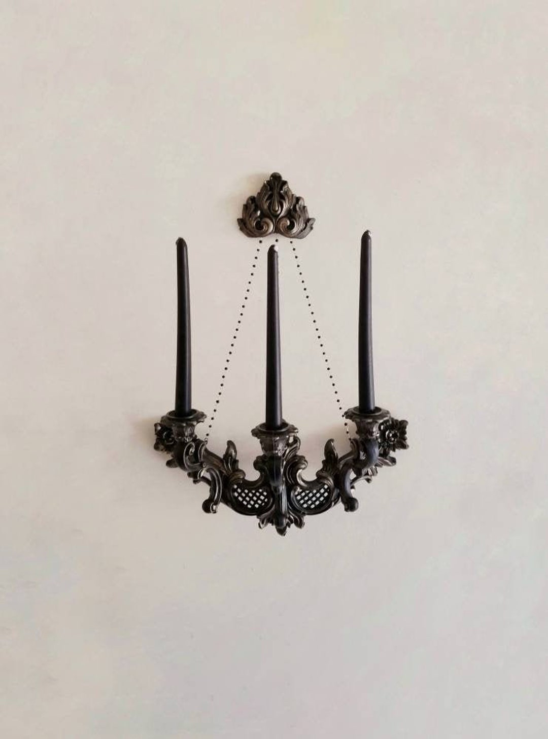 Gothic Victorian Wall Sconce | Gold 3 Taper Candle Holder With ...