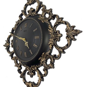 Large Gothic Wall Clock | Ornate Black and Gold Victorian Timepiece - Etsy