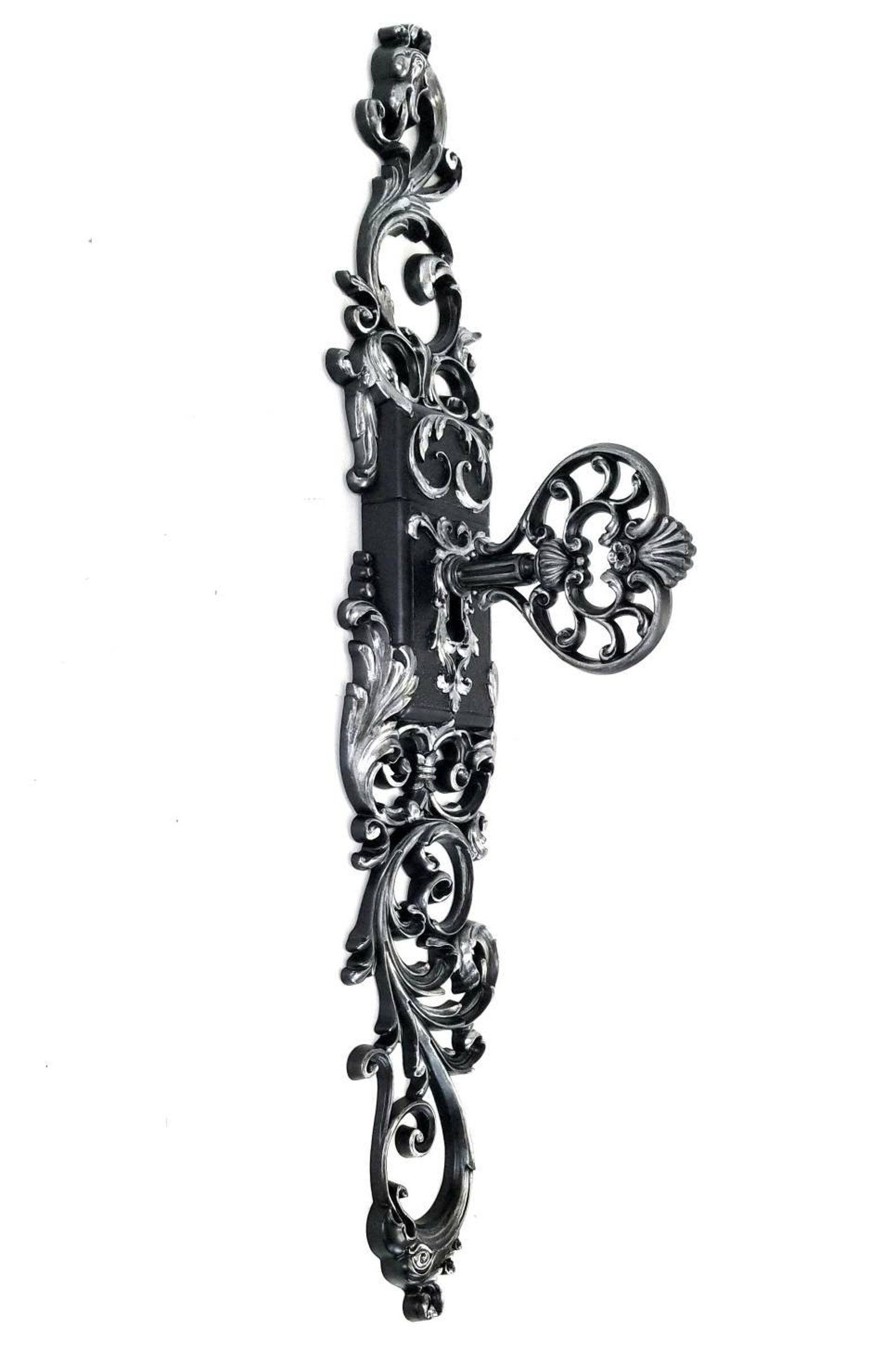 Victorian Goth Wall Plaques | Black & Silver Lock and Key Decor - Etsy